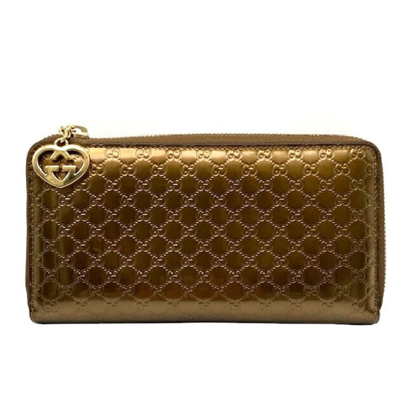 Gucci | Bags | Gucci Round Long Wallet Micro Sima Gold 38005 | Poshmark
